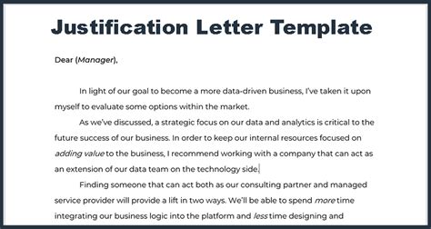 Justification Letter Template For Data Project