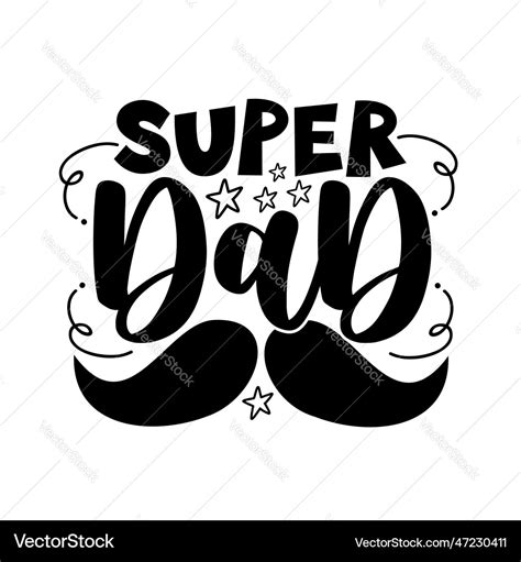 Super Dad Typography With Mustache Royalty Free Vector