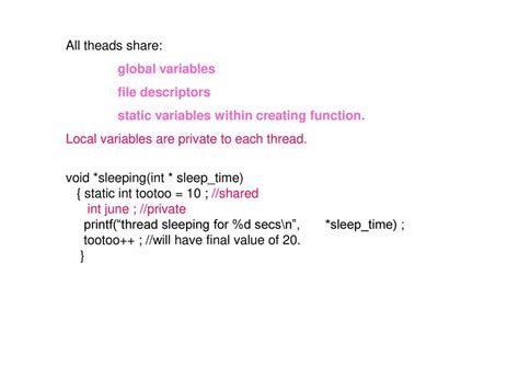 pthreads void sleeping void thread routine ppt download