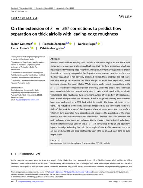 Pdf On The Extension Of K−ω−sst Corrections To Predict Flow