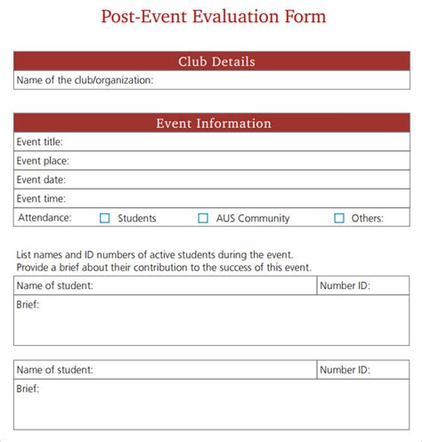 10 Event Evaluation Samples Sample Templates