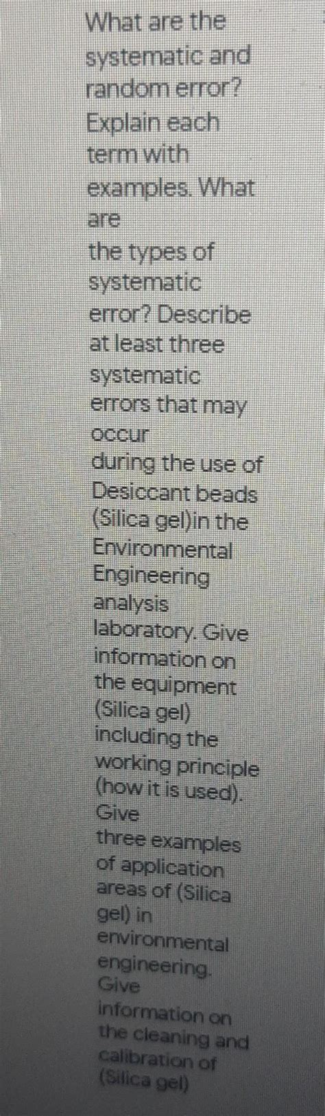 Solved What Are The Systematic And Random Error Explain