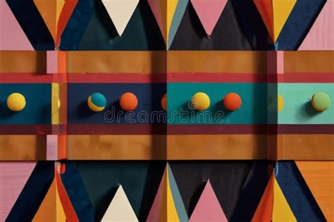 Bold Colorful Geometric Shapes Arranged In A Modern Pattern Stock