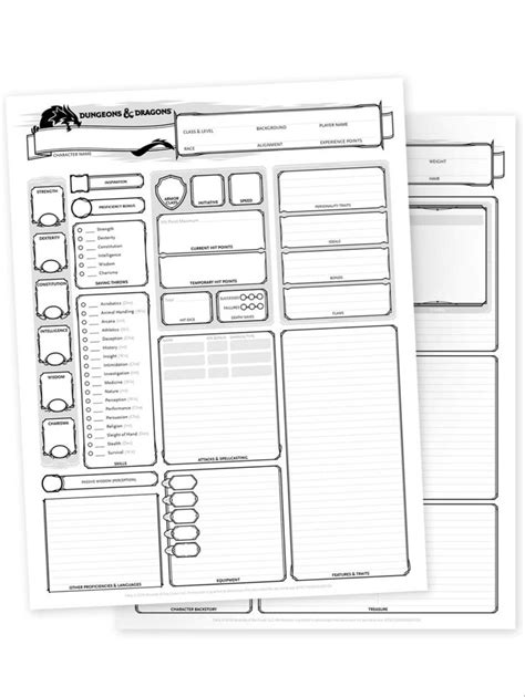 Dungeons And Dragons Character Sheet Template