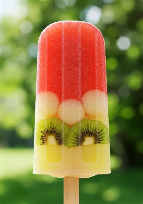Layered Fruit Popsicle On Wooden Stick Stock Illustration Illustration Of Nature Delicious