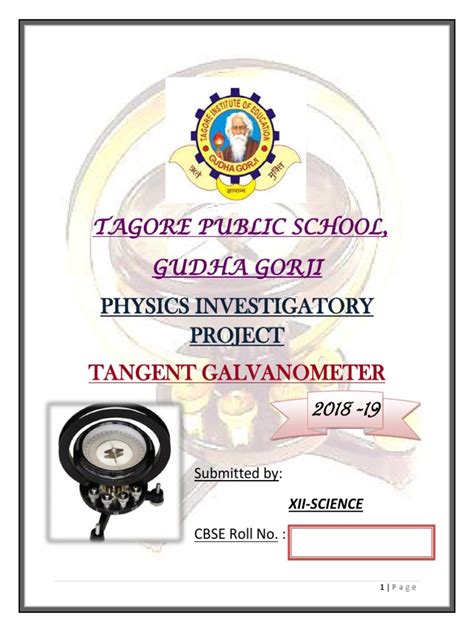 Physics Investigatory Project Xii Tangent Galvanometer Pdf Earths Magnetic Field Magnetic