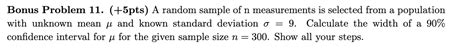 Solved Bonus Problem Pts A Random Sample Of N Chegg