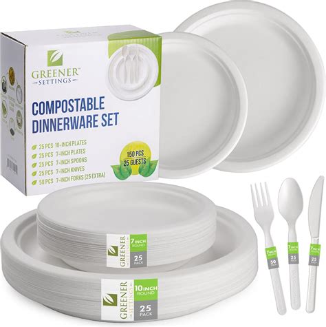 Greener Settings Eco Friendly Compostable Dinnerware Set