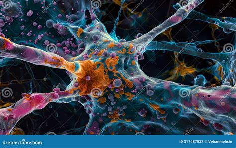 High Scale Magnification Reveals The Molecular Structure Of A Cancer Cell Stock Illustration