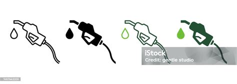 Dudukan Nozzle Bahan Bakar Dengan Selang Di Jalur Spbu Dan Set Warna