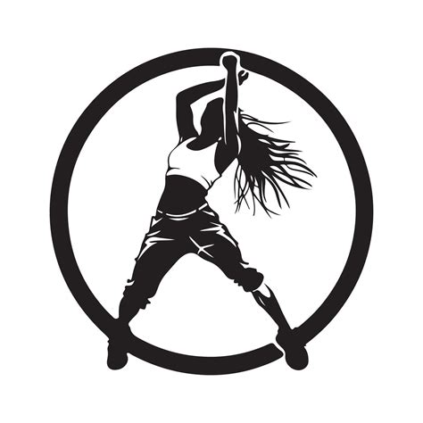 Zumba Fitness Dance Silhouette Logo Design Isolated On White Background