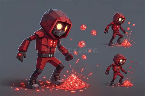 Glitch Sprite Cyberpunk Enemy Concept Art With Red Digital Fragments Stock Illustration Glitch Sprite Cyberpunk Enemy Concept Art With Red Digital Fragments Stock Illustration