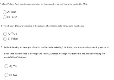 solved 1 true false data warehousing and data mining mean