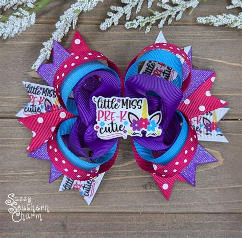 Pre K Hair Bow Back To School Bow Preschool Bow Little Miss Pre K