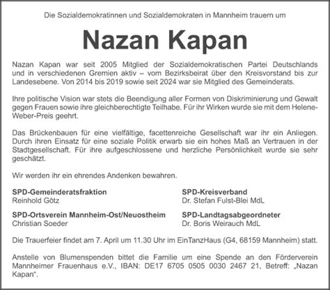 Traueranzeigen Von Nazan Kapan Trauerportal Ihrer Tageszeitung