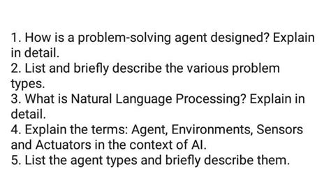 Solved 1 How Is A Problem Solving Agent Designed Explain