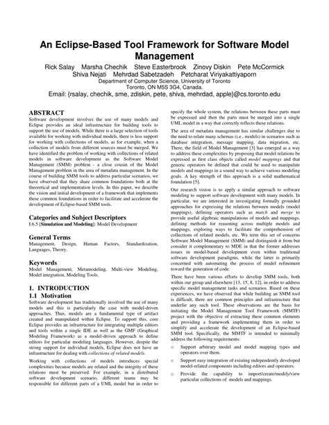 Pdf An Eclipse Based Tool Framework For Software Model Management