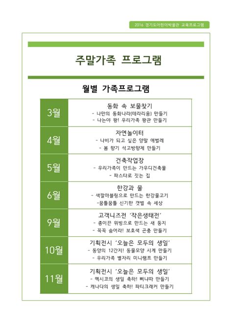 주말가족 프로그램 2016 경기도어린이박물관 교육프로그램 경기도메모리 디지털 아카이브