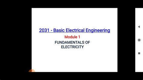 Basic Electrical Engineering Module 1 Part 1 Youtube