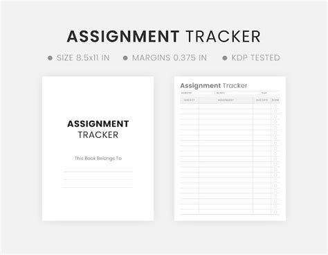 Assignment Tracker Printable Graphic Marts