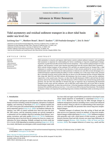 Tidal Asymmetry And Residual Sediment Transport In A Short Tidal Basin Under Sea Level Rise