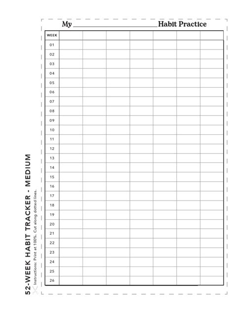 52 Week Habit Tracker Medium Pdf