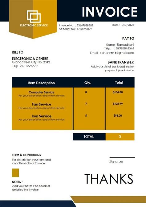 10 Invoice For Services Rendered Templates Free Download