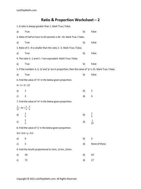 Ratio And Proportion Question 2 Download Free Pdf Ratio Length