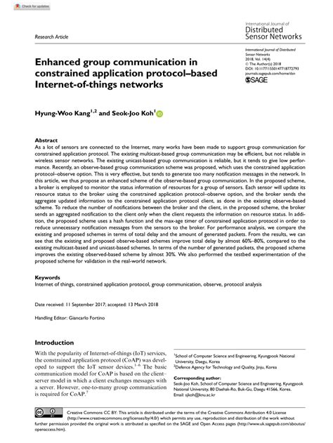Pdf Enhanced Group Communication In Constrained Application Protocolbased Internet Of Things