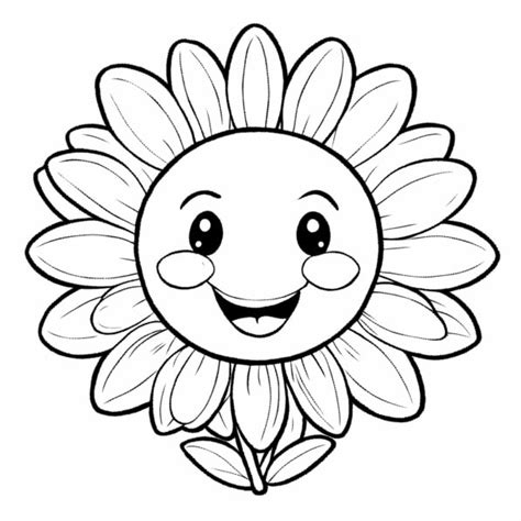 Download Cheerful Cartoon Sunflower Coloring Pages Online Creative