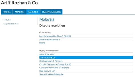 Ariff Rozhan On Linkedin Asialaw Ariff Rozhan And Co Rankings