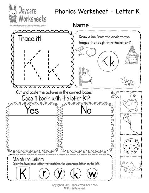 Letter K Worksheet