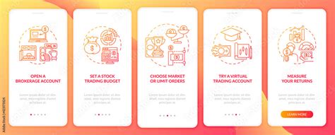 Trading Steps Onboarding Mobile App Page Screen With Concepts Opening Account Virtual Trade