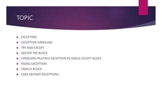 EXCEPTION HANDLING IN PYTHON For Students Py Pptx Programming Languages Computing
