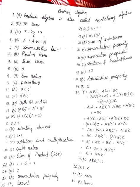 boolean algebra mcqs pdf algebra mathematics