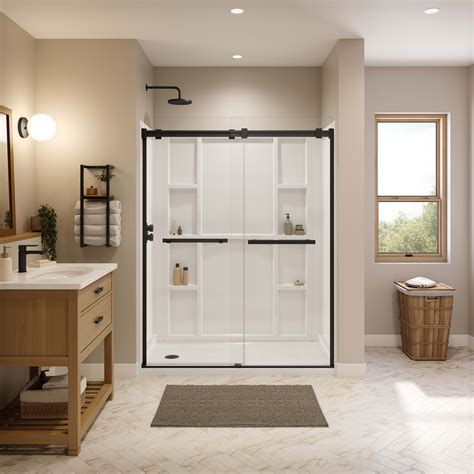 Interflo 6030 Acrylic Alcove Shower Base In White With Left Hand Drain Shower Base Maax