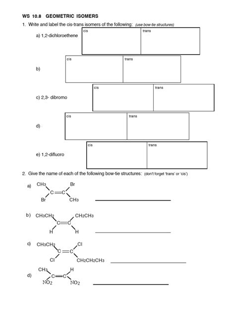 Geometric Isomers Cis Trans Examples Pdf