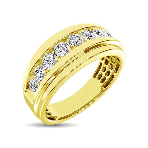 10k Yellow Gold 14 Cttw Diamond Satin Finish Mens Band Unclaimed