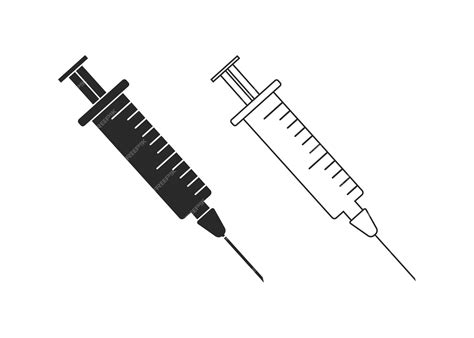 Premium Vector Syringe Flat And Outline Vector Icon Black Silhouettes Medicine Set