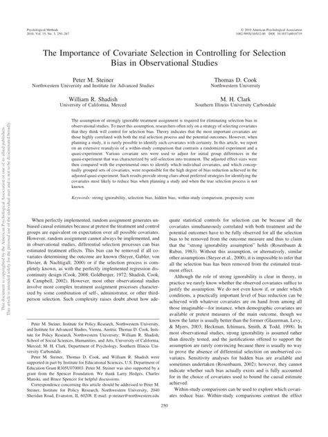 The Importance Of Covariate Selection In Controlling For Selection Bias