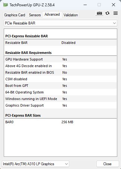 GPU Z Test Build Resizable BAR Shows As Yes When Supported But Disabled TechPowerUp Forums