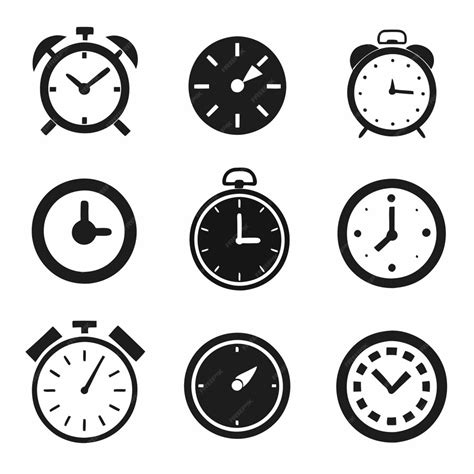 Different Simple Clock Icon Set Vector Illustrations On White Background Premium Ai Generated