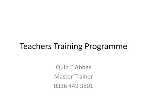 Teacher Training Programme Pptx