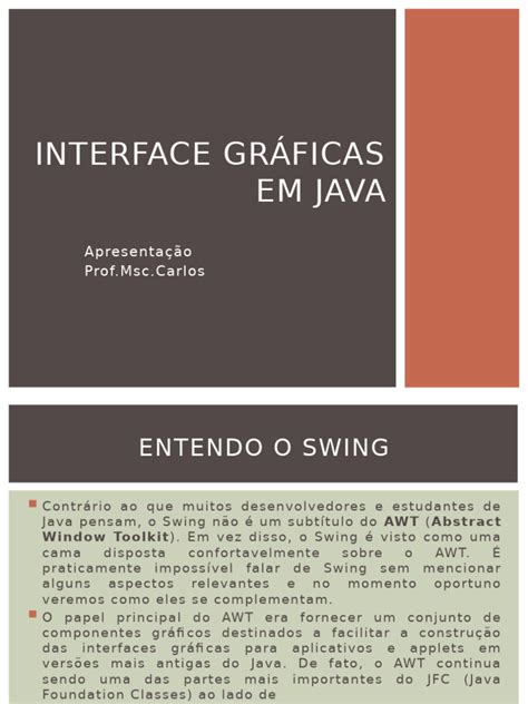 Interfaces Gráficas Em Java Swing E Jframe Pdf Classe Programação