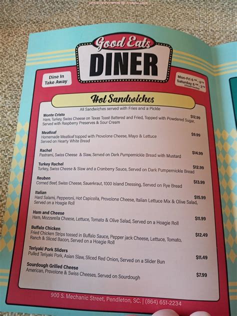Online Menu Of Good Eats Diner Restaurant Pendleton South Carolina 29670 Zmenu