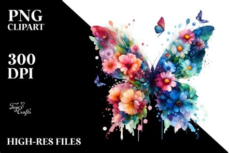 Vibrant Flowers Butterfly Abstract