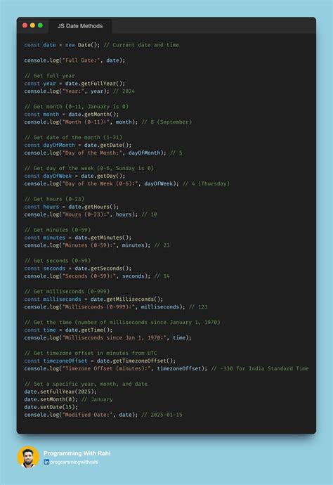Programming With Rahi On Linkedin Programmingwithrahi Javascripttips Datemethods