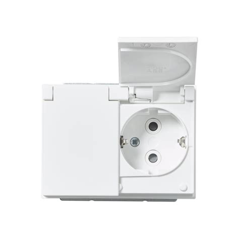 Schuko Socket Outlet Impressivo 2 Gang With Lid Shuttered Screwless
