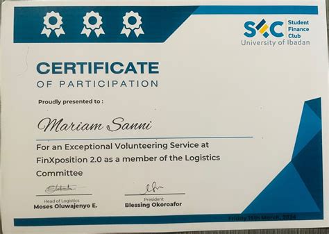 Finance Volunteering Experience Mariam Sanni