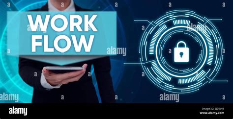 Text Showing Inspiration Work Flow Word Written On Continuity Of A Certain Task To And From An